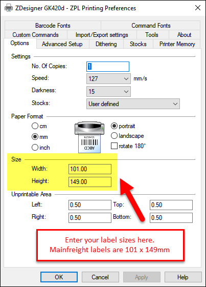 Thermal Printer Paper Size Setting